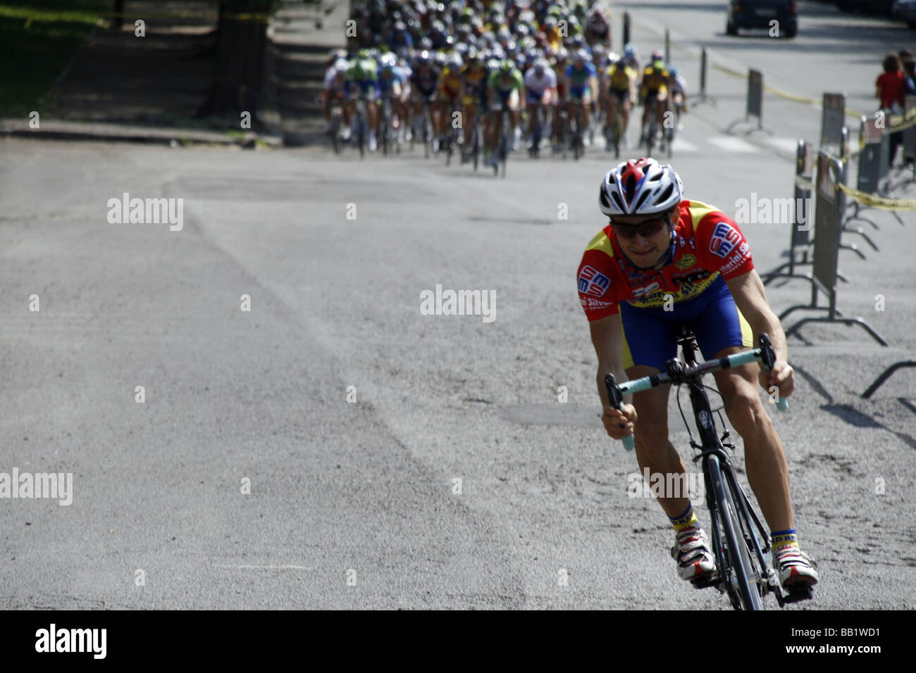 professional bike riders in road street race in city town Stock Photo ...