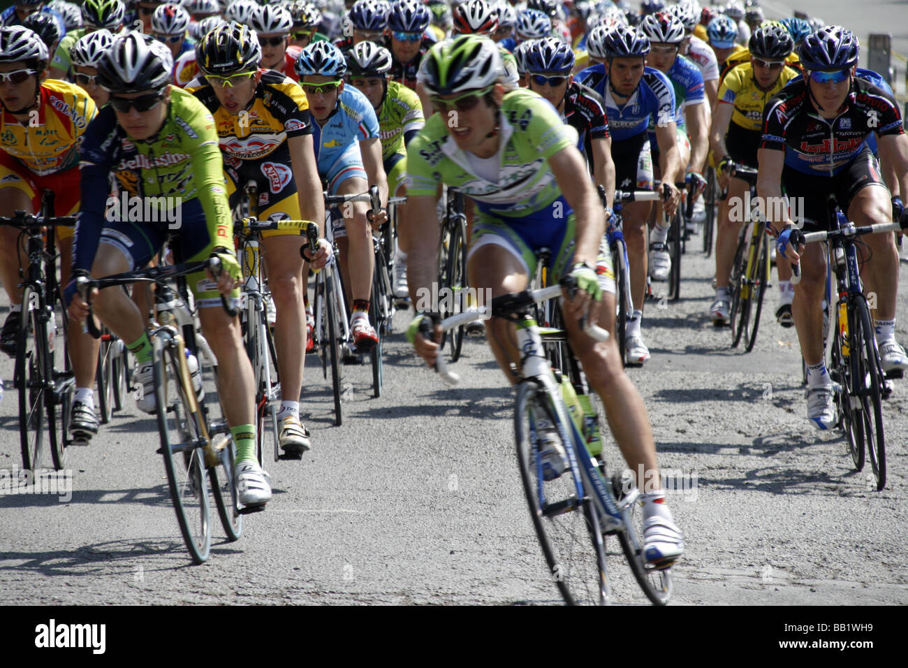 professional bike riders in road street race in city town Stock Photo ...