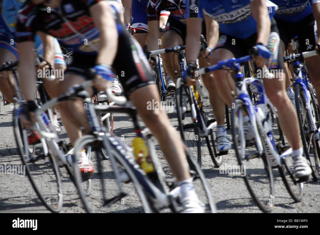 professional bike riders in road street race in city town Stock Photo ...