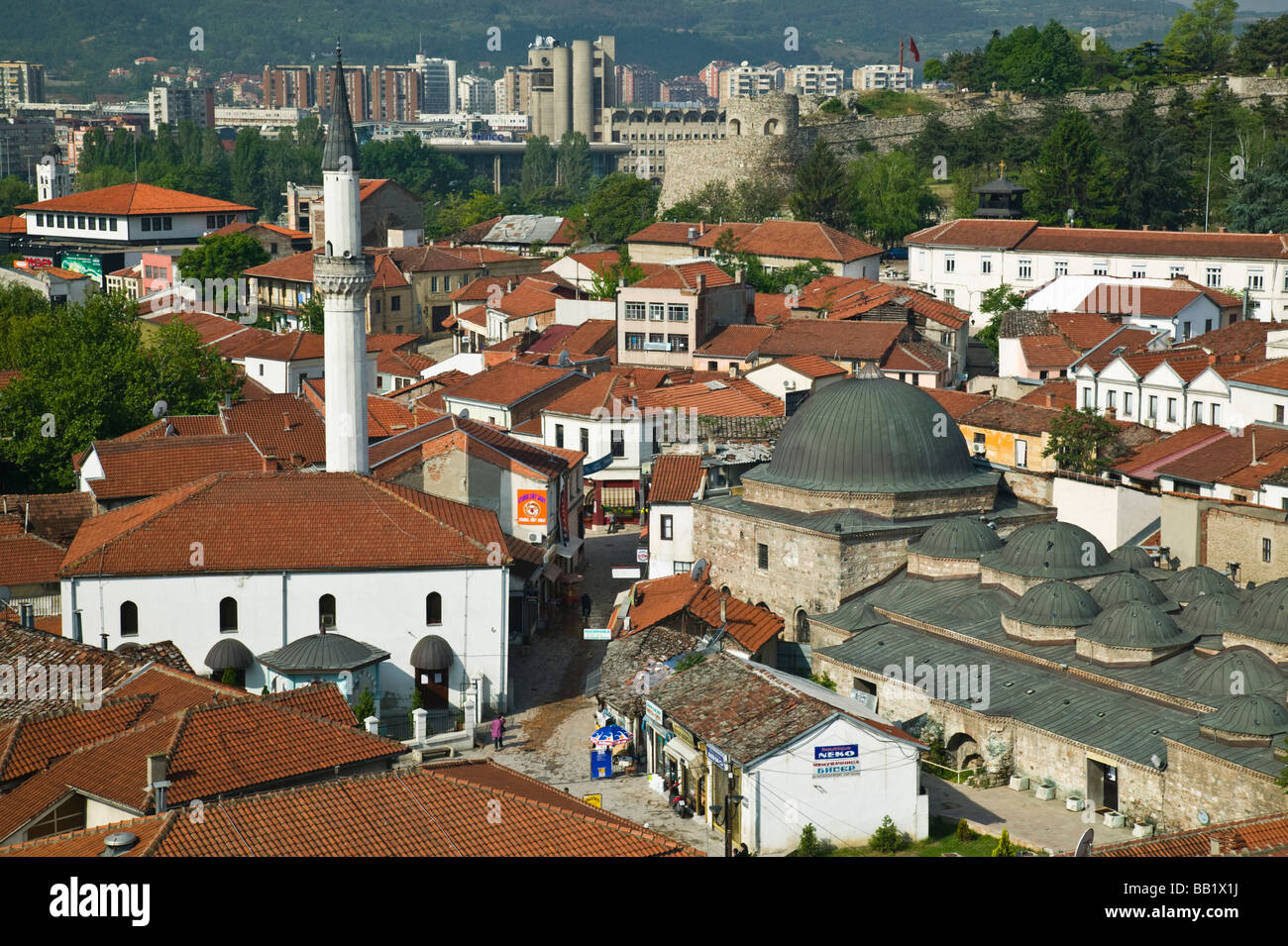 MACEDONIA, Skopje. Carsija Old Town- Overhead View / Morning Stock ...