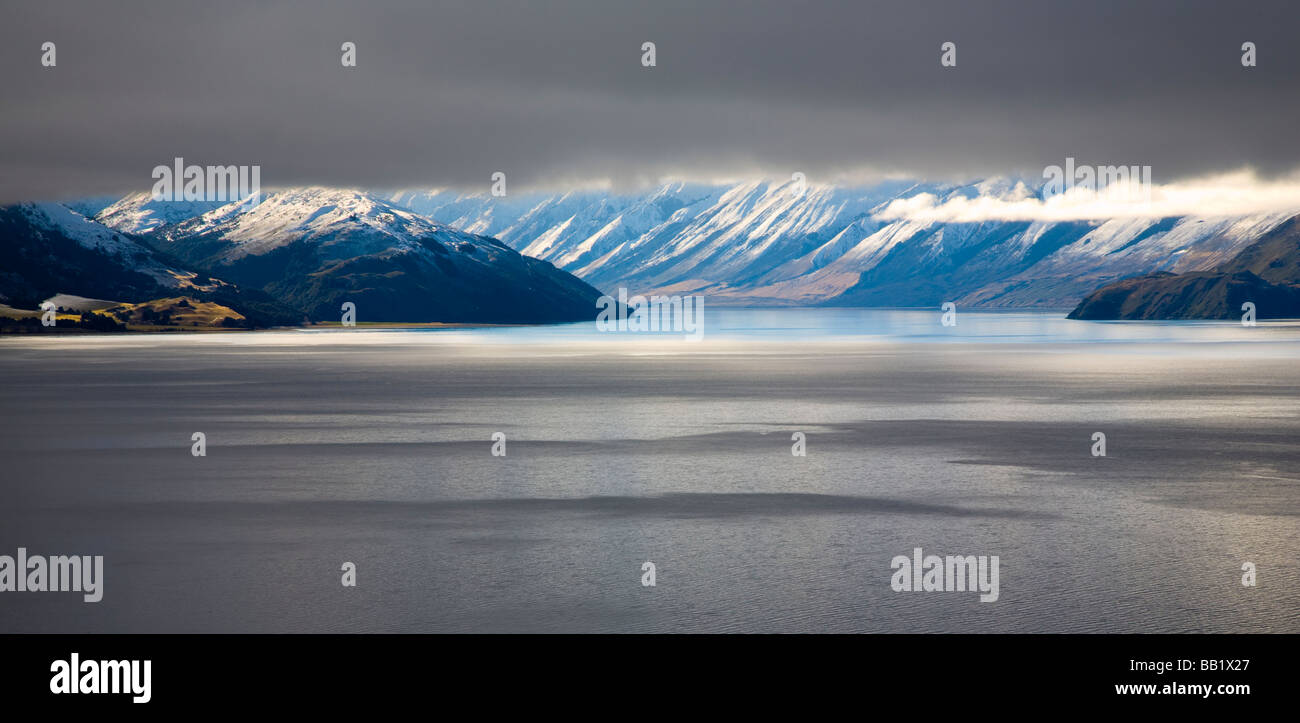 New Zealand Otago Lake Hawea The Southern Alps revealed through a gap ...