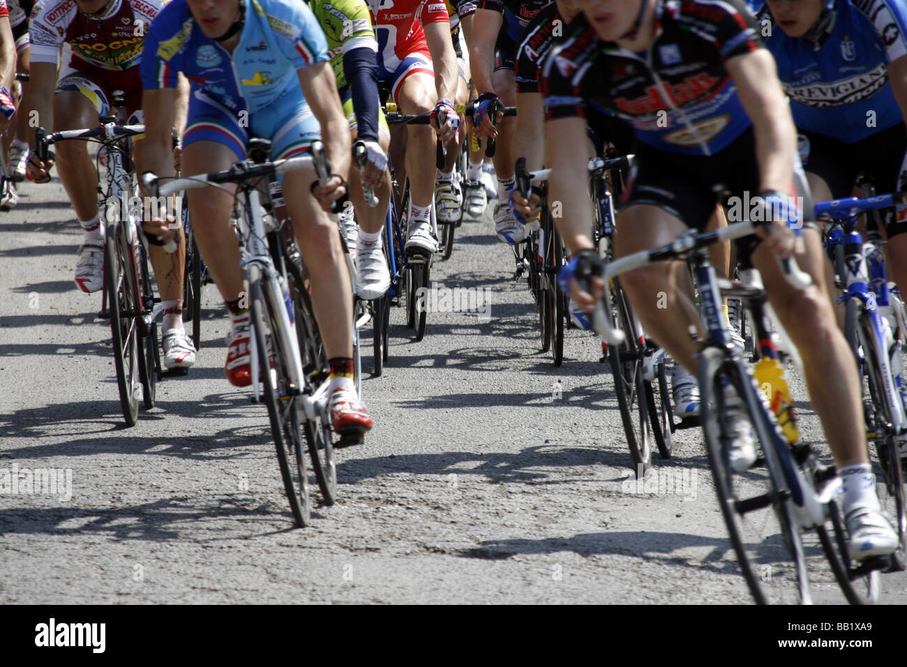 professional bike riders in road street race in city town Stock Photo ...