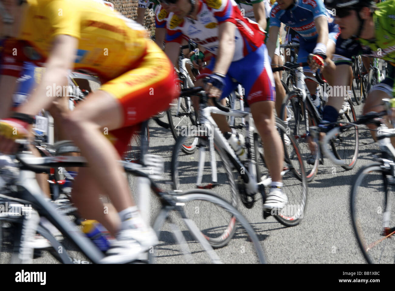 professional bike riders in road street race in city town Stock Photo ...