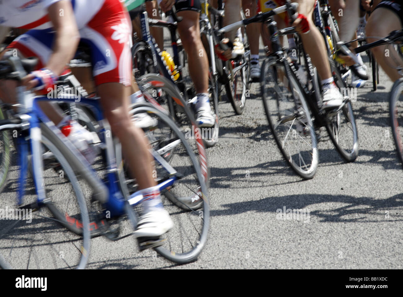 professional bike riders in road street race in city town Stock Photo ...