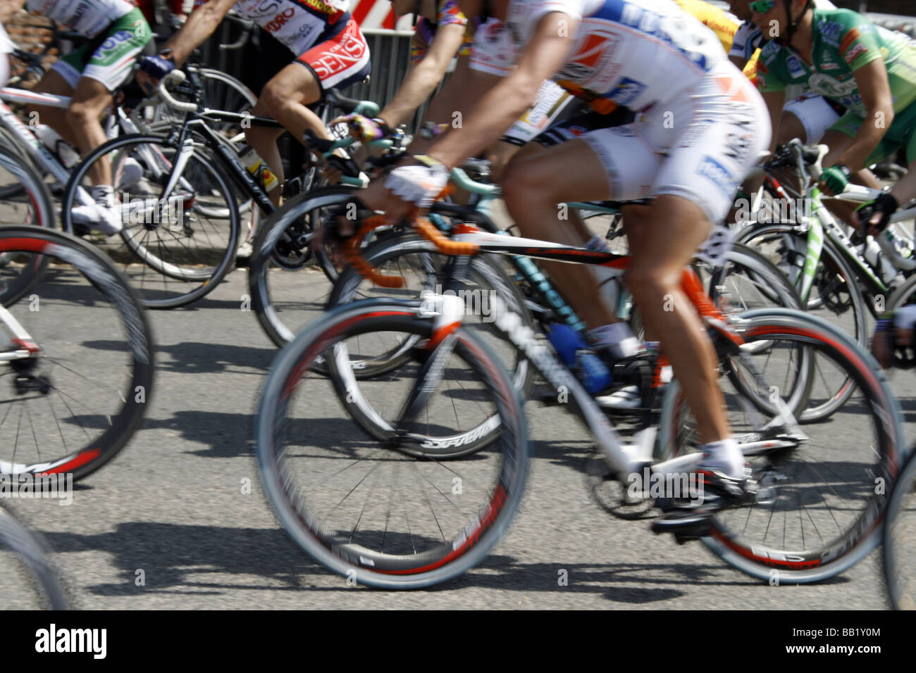 professional bike riders in road street race in city town Stock Photo ...