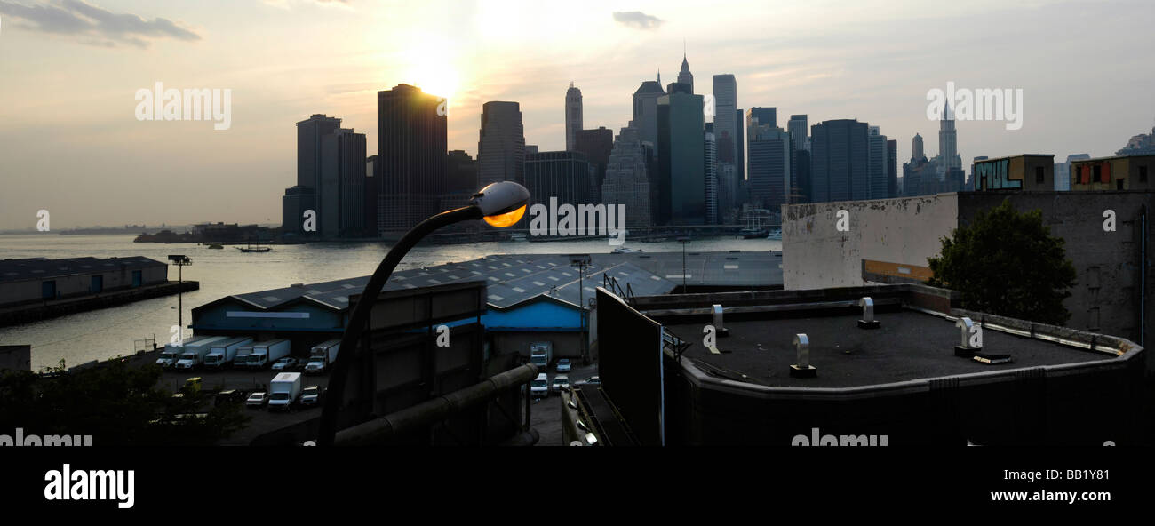 A view of Manhattan from the Brooklyn promenade NYC USA Stock Photo - Alamy