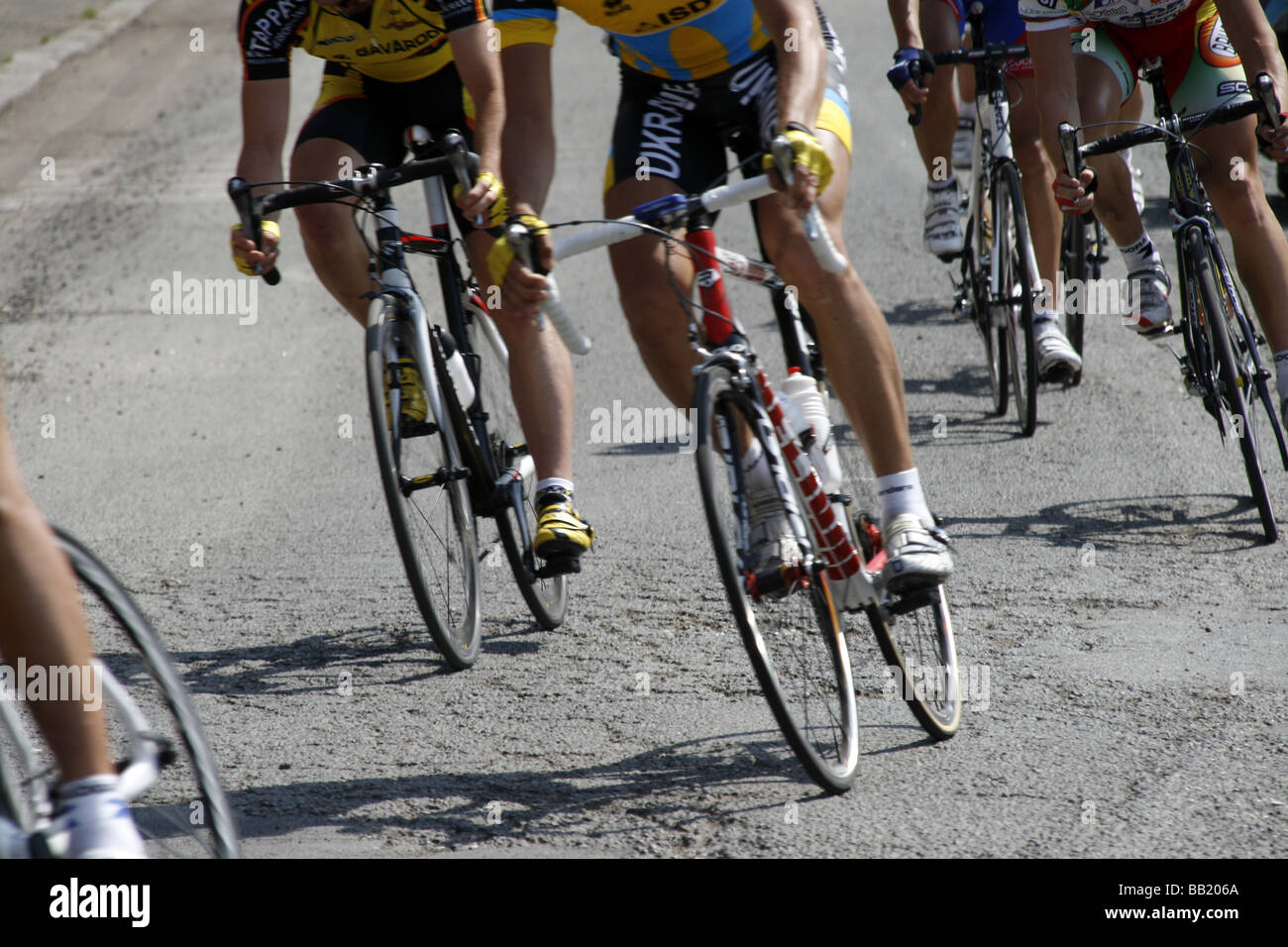 professional bike riders in road street race in city town Stock Photo ...