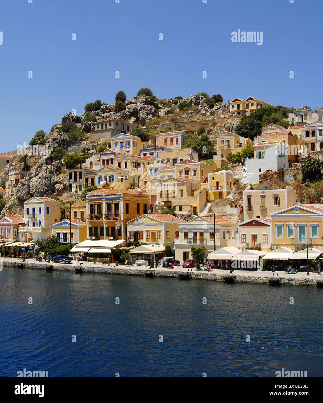 The Harbour Gialos Yialos city of Symi Greece Stock Photo - Alamy