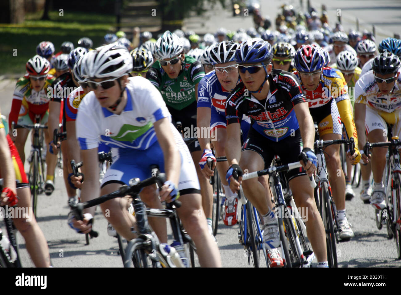 professional bike riders in road street race in city town Stock Photo ...