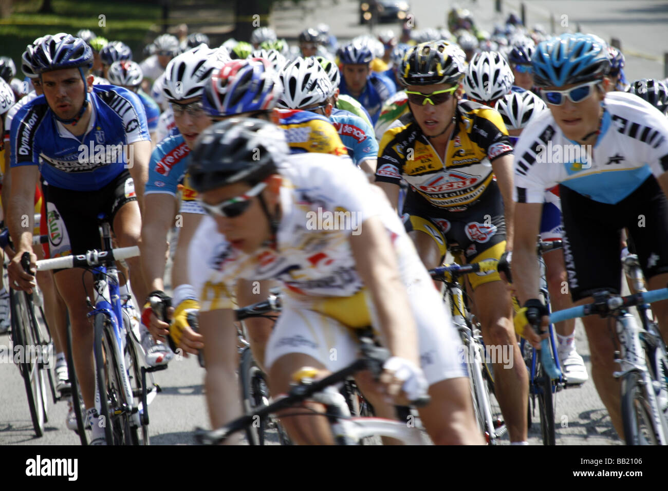 professional bike riders in road street race in city town Stock Photo ...