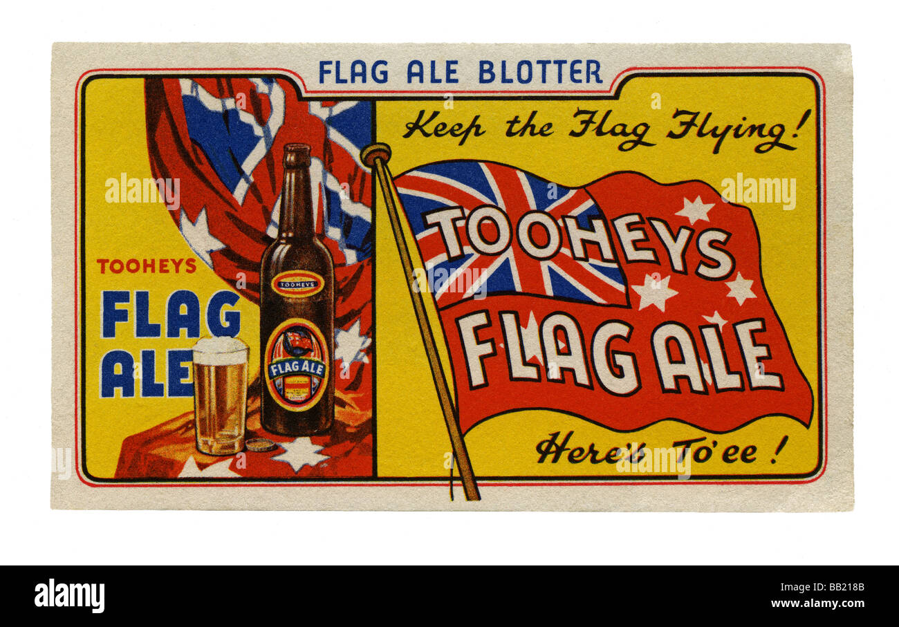 Old Australian beer coaster for Toohey's Flag Ale, Sydney, New South ...