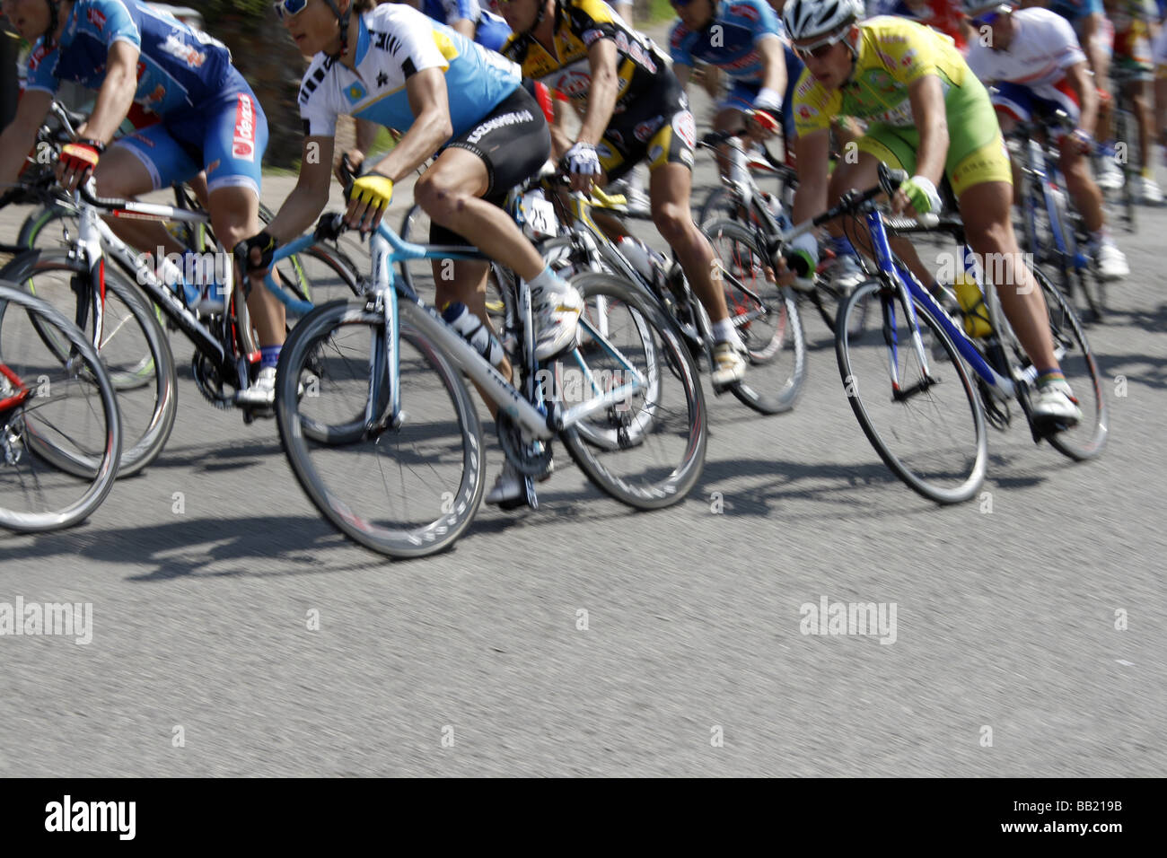 professional bike riders in road street race in city town Stock Photo ...