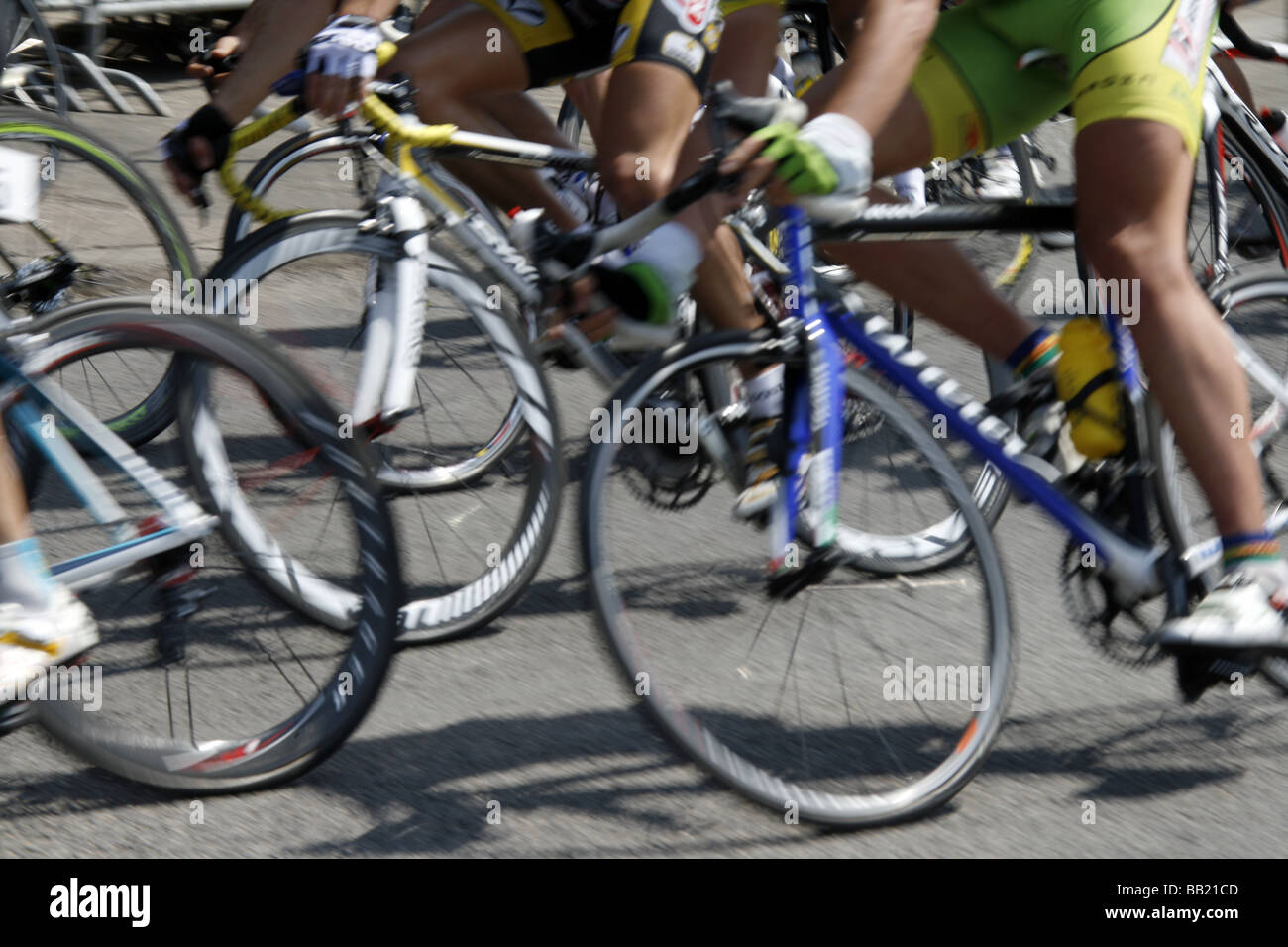 professional bike riders in road street race in city town Stock Photo ...