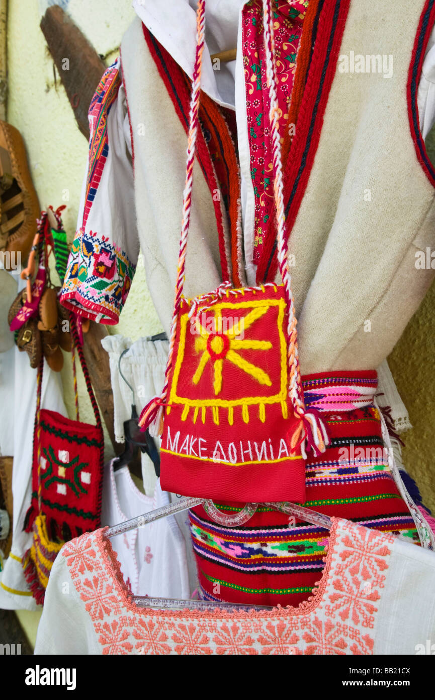 MACEDONIA, Ohrid. Traditional Clothes with Macedonia Flag Stock Photo ...