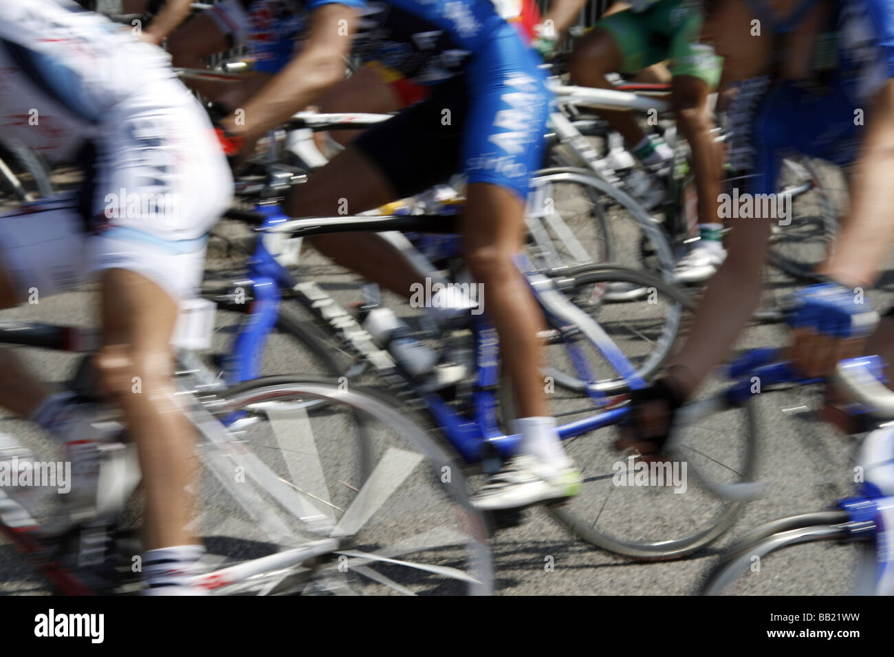 professional bike riders in road street race in city town Stock Photo ...