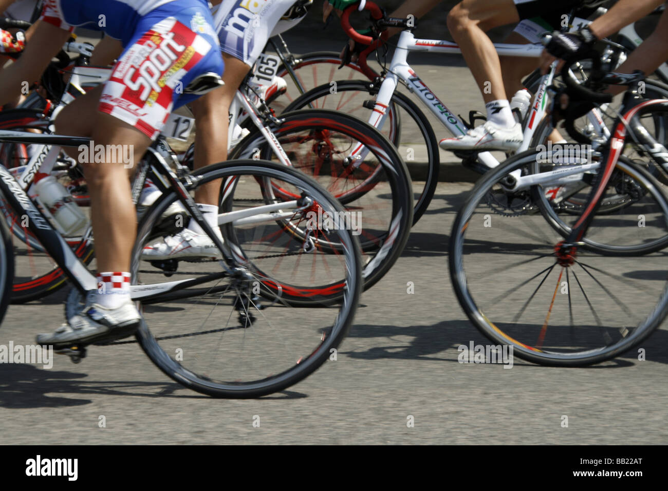 professional bike riders in road street race in city town Stock Photo ...