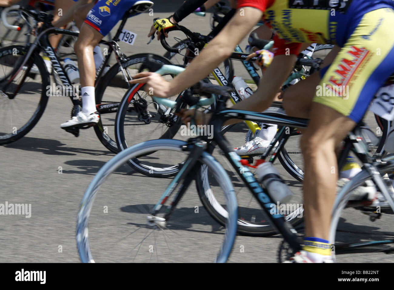 professional bike riders in road street race in city town Stock Photo ...