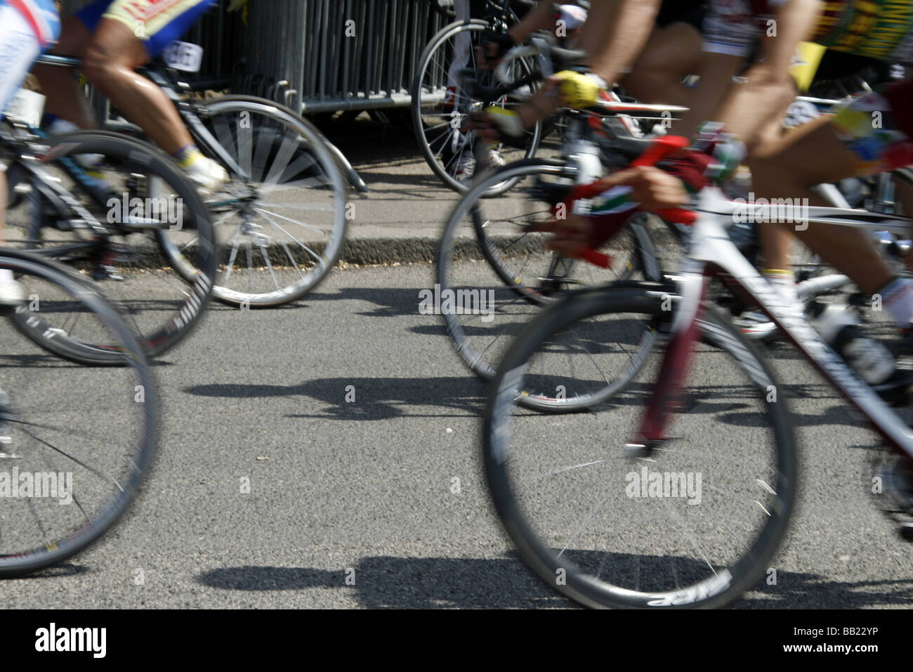 professional bike riders in road street race in city town Stock Photo ...