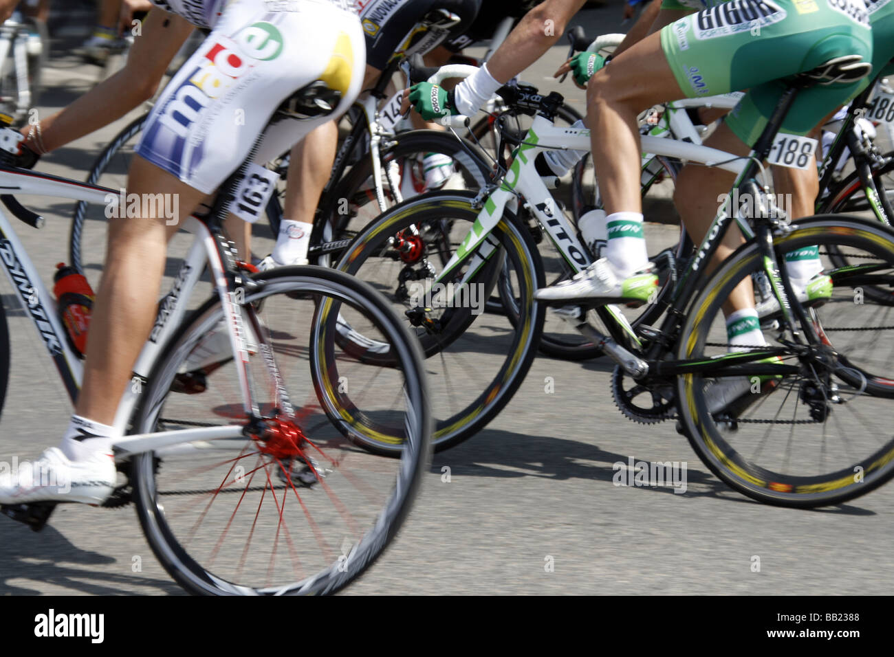 professional bike riders in road street race in city town Stock Photo ...