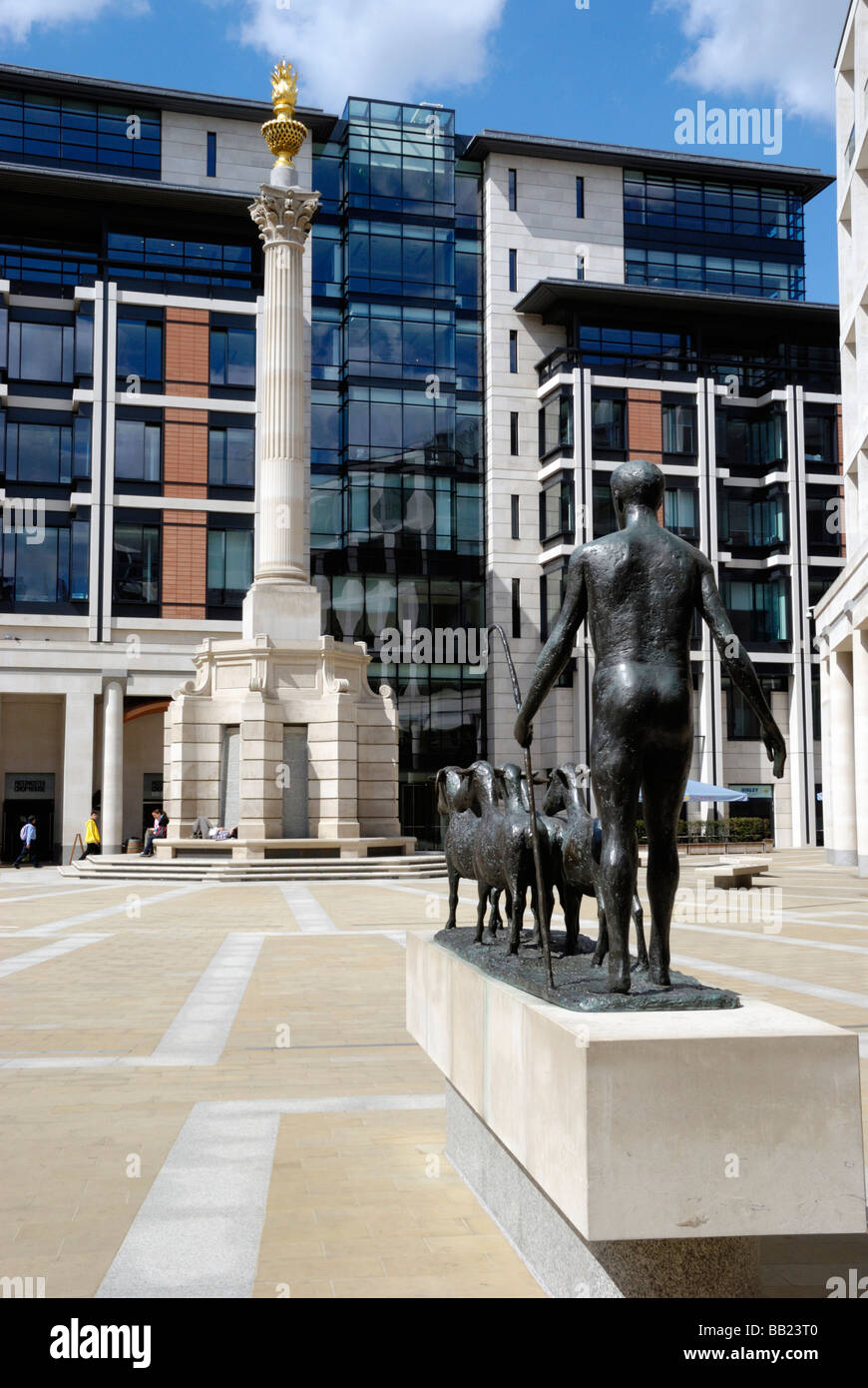 View of Paternoster Square showing Shepherd and Sheep statue by Dame ...