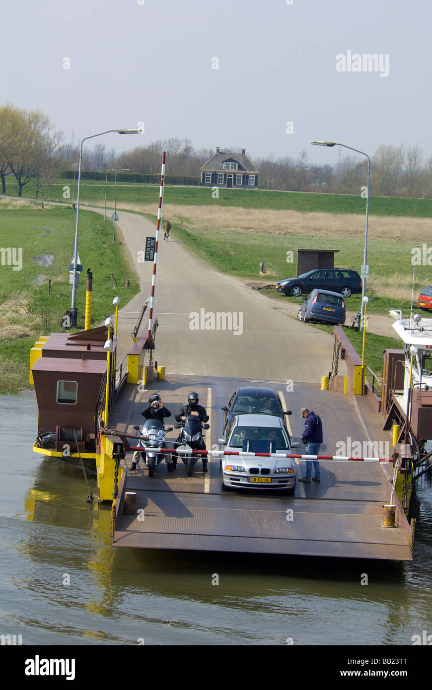 Europe, Netherlands, Overijssel, Olst, Ferry on the river Ijssel Stock ...