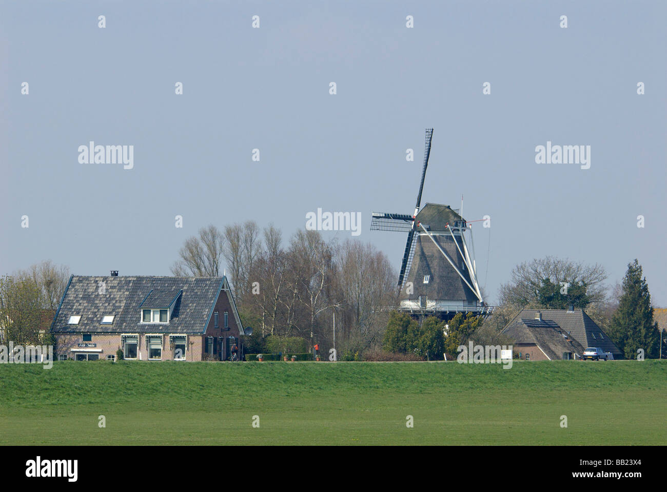 Europe, Netherlands, Overijssel, Zalk, Windmill in center of community ...