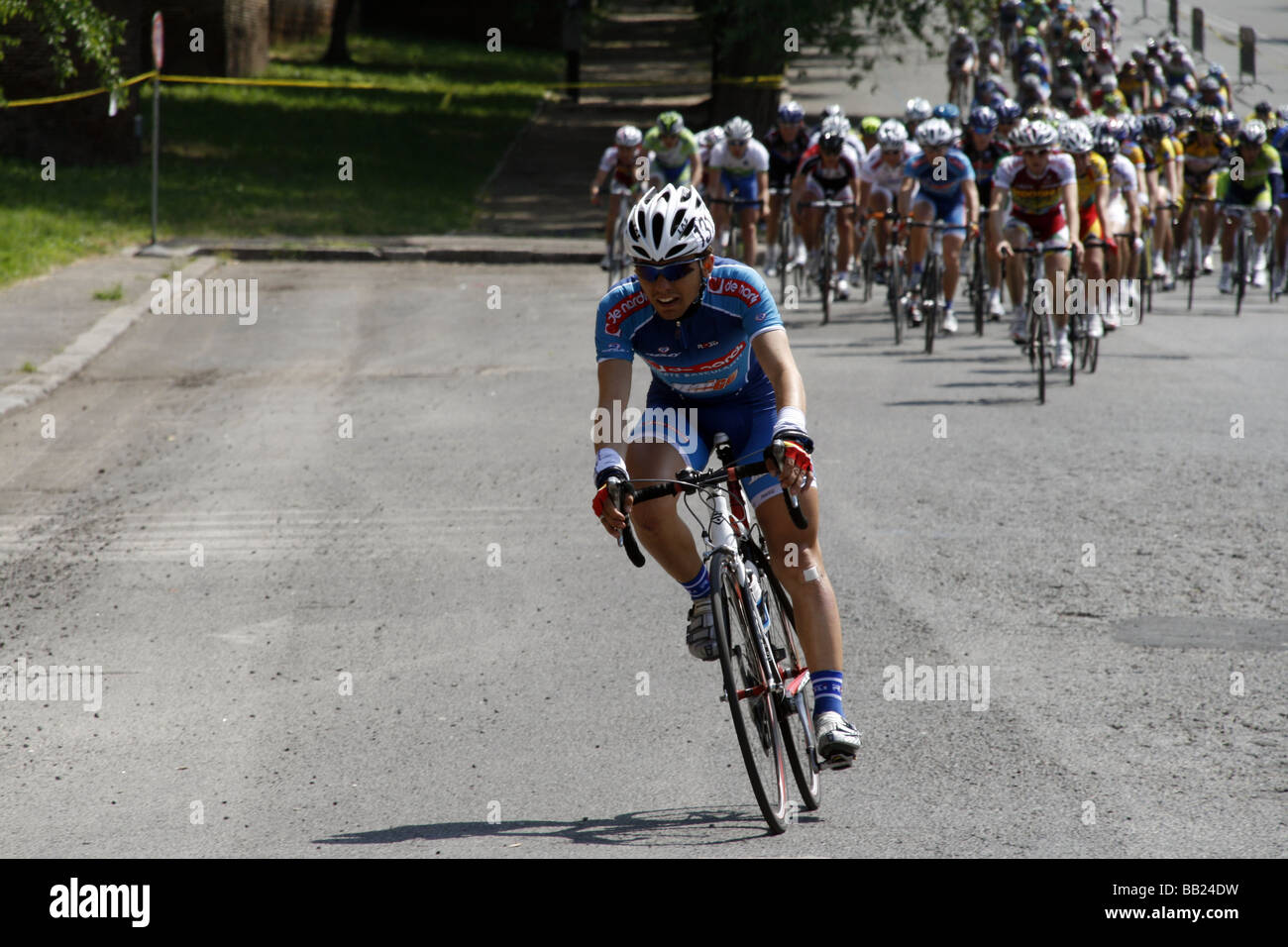 professional bike riders in road street race in city town Stock Photo ...