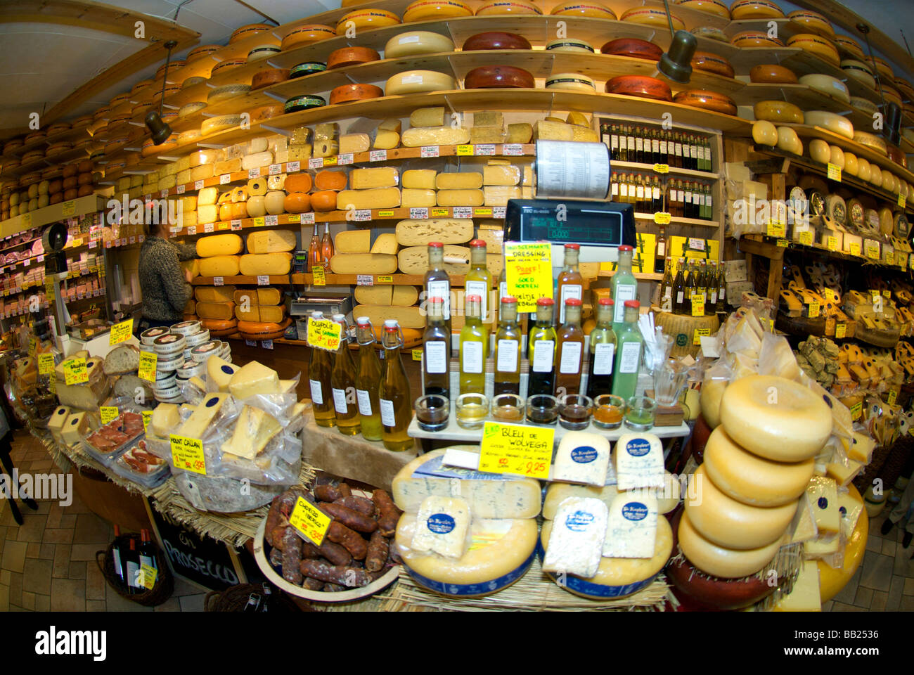 Europe, Netherlands, North Holland, Amsterdam, Interior of cheese shop ...