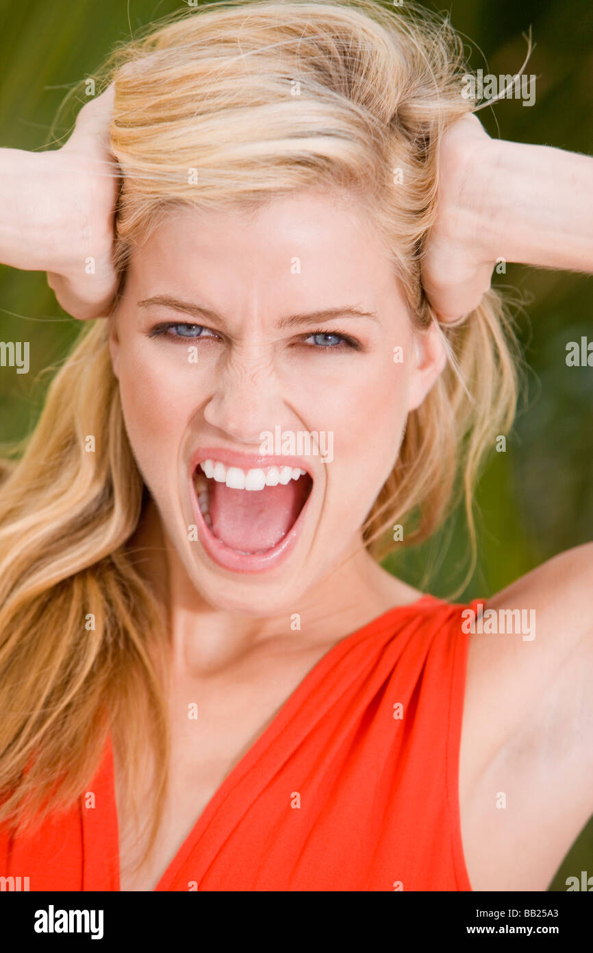 Woman outdoors expressing frustration on hi-res stock photography and ...
