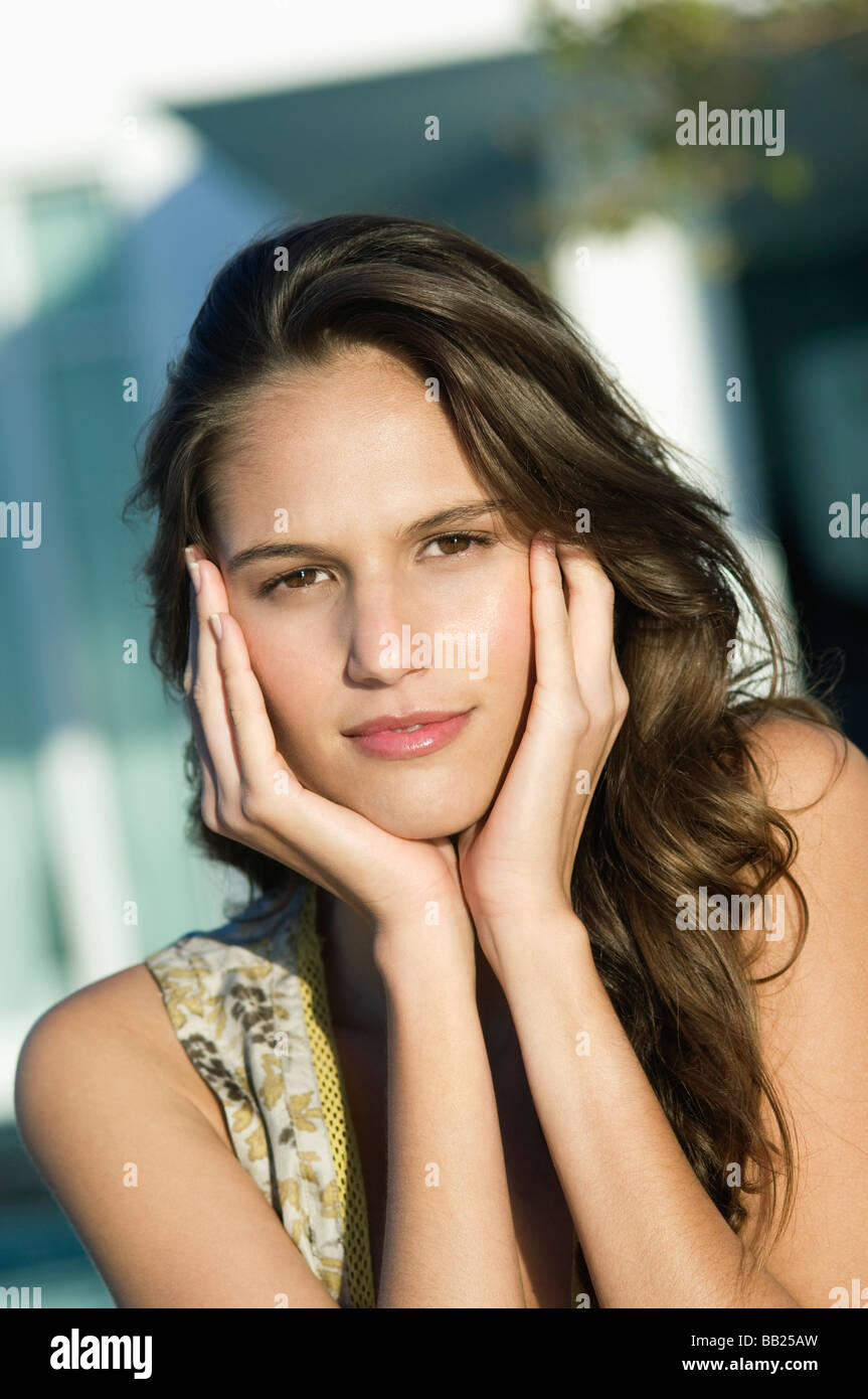 Portrait of a woman thinking Stock Photo - Alamy