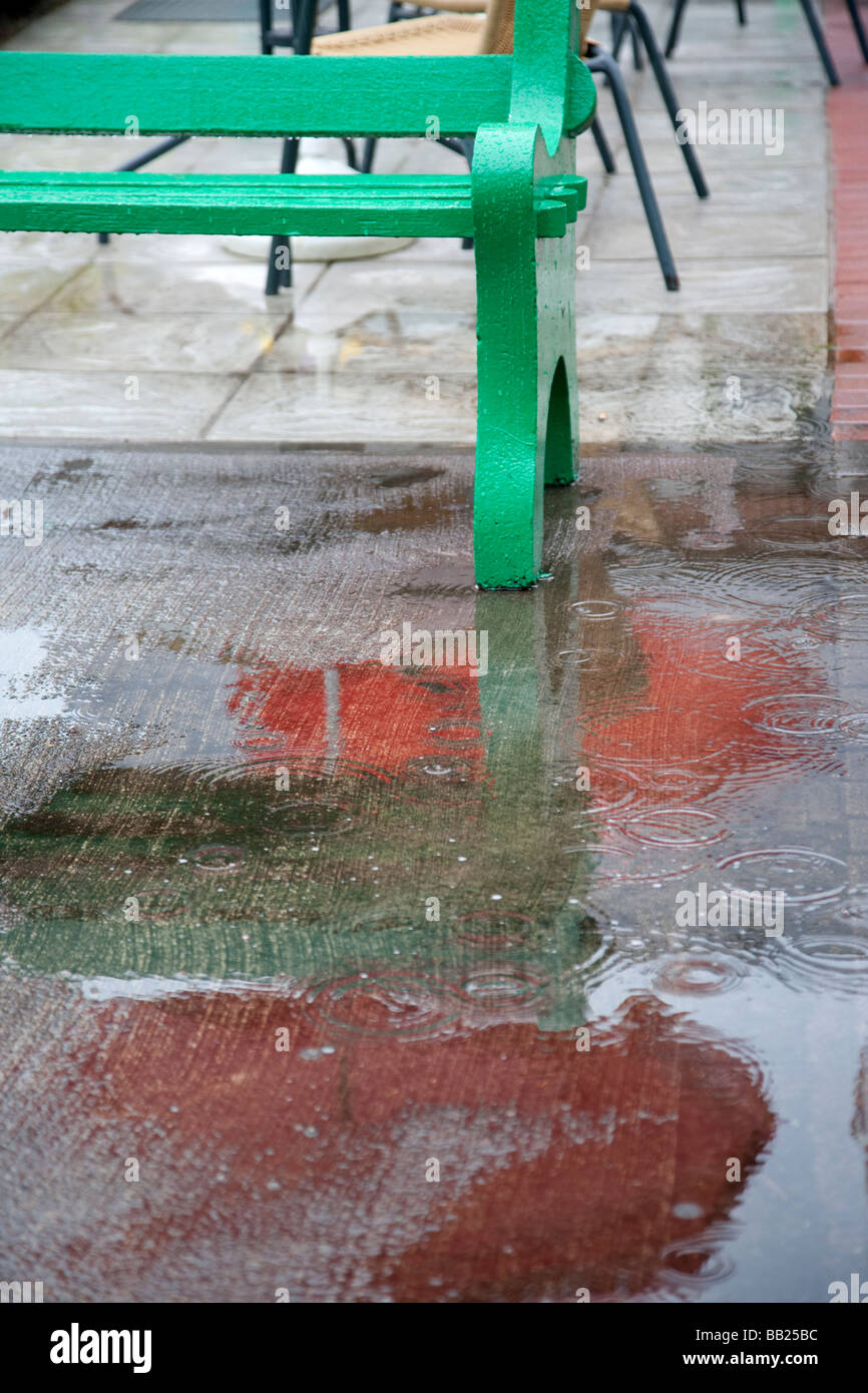 Park bench in th rain, Ireland Stock Photo - Alamy