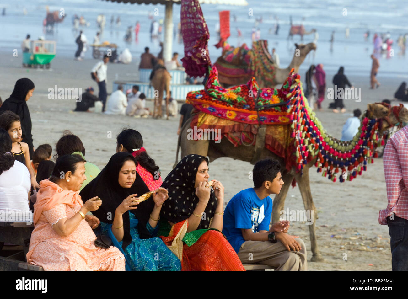 Pakistani s enjoying the camels and the sea on Clifton beach Karachi ...