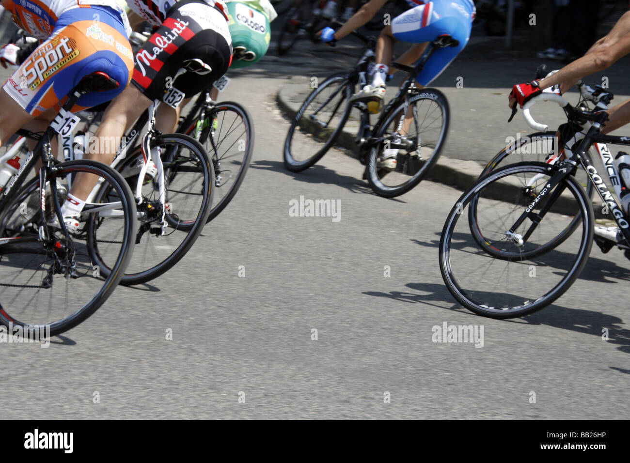 professional bike riders in road street race in city town Stock Photo ...