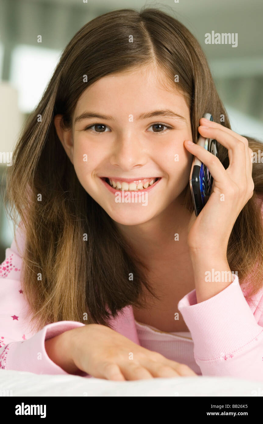 Girl lying down talking on hi-res stock photography and images - Alamy