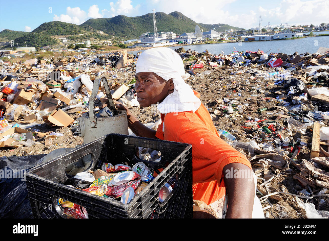 Sint Maarten the great salt pond landfill is used as a garbage dump ...