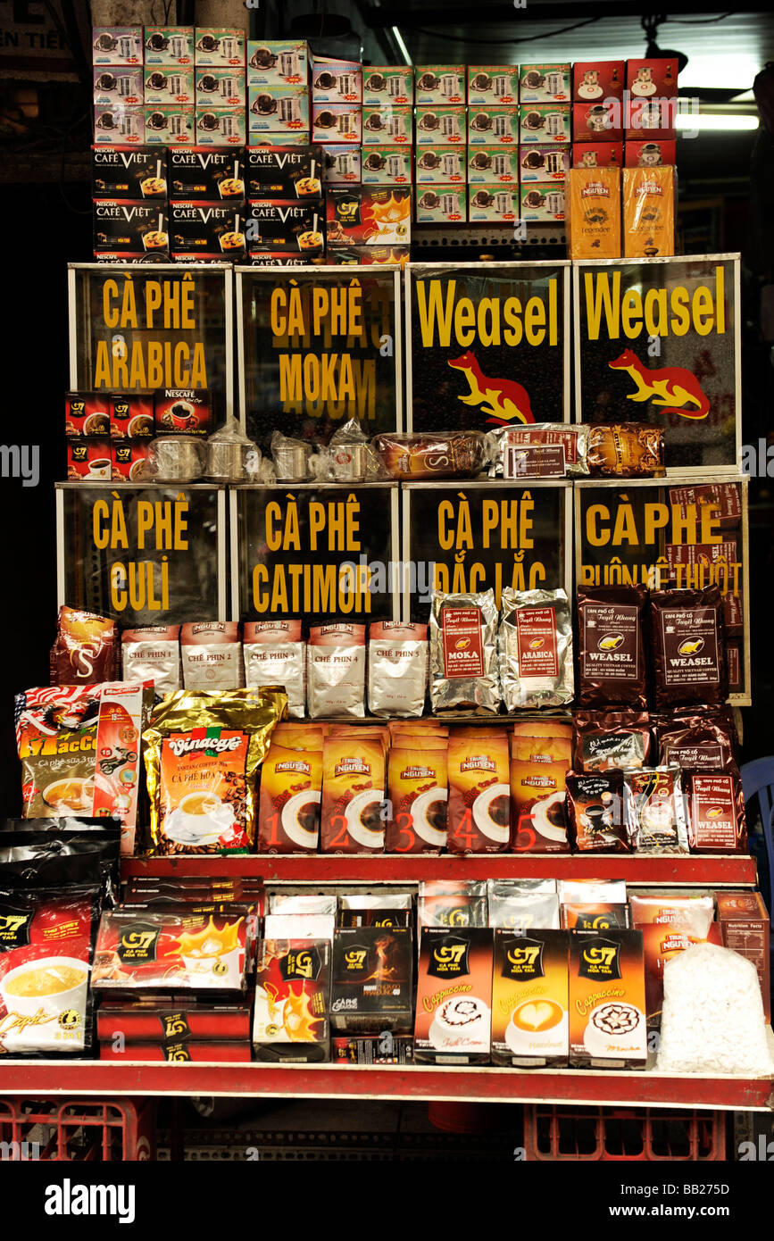 Vietnamese traditional Coffee selling store, old quarter, Hanoi ...