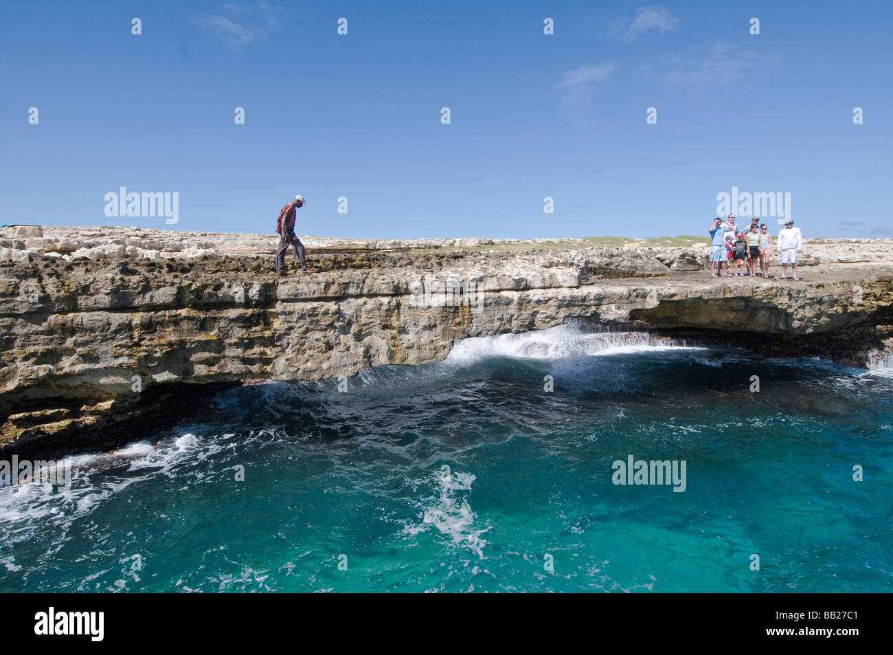 North America, Caribbean, Antigua, Devil's Bridge natural limestone ...