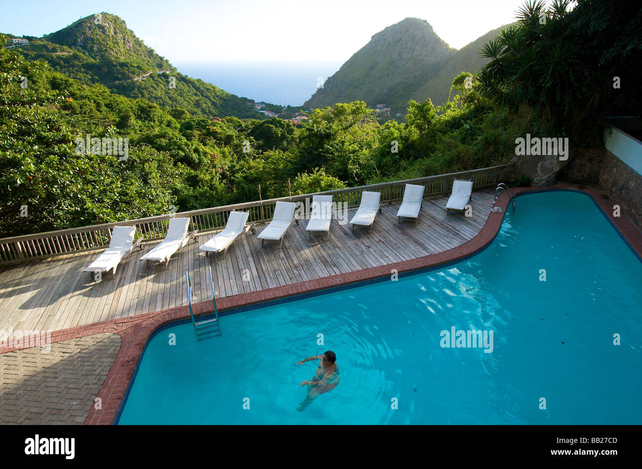 Saba view from the Queen s Garden resort Stock Photo - Alamy