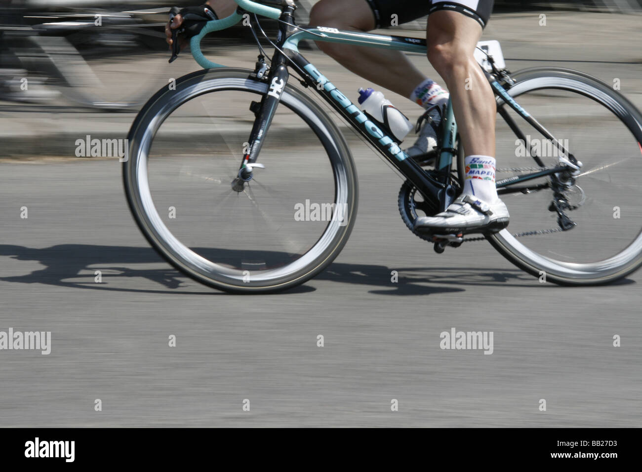 professional bike rider in road street race in city town Stock Photo ...