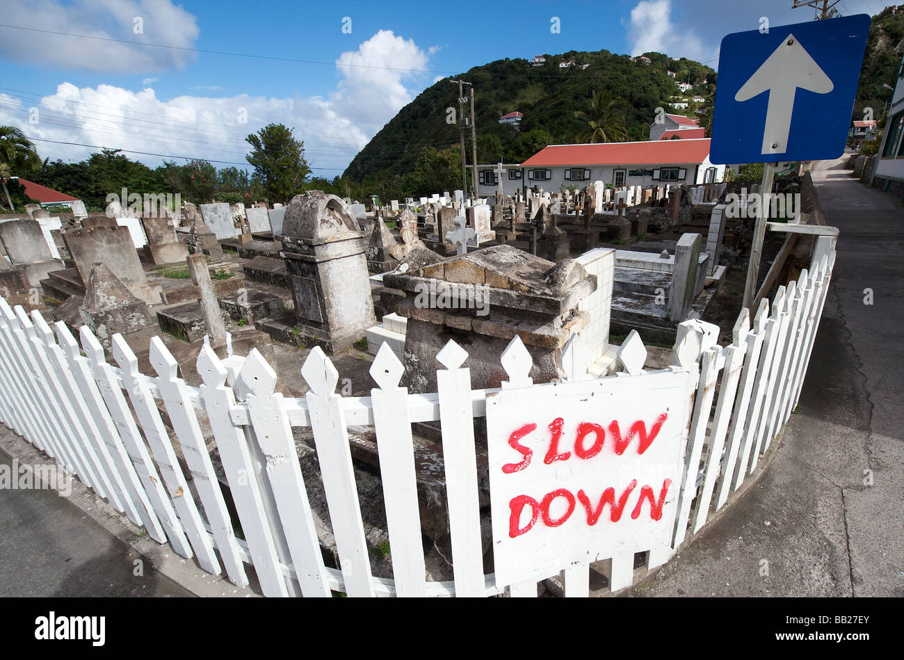 Saba graveyard of Windwarside Stock Photo - Alamy