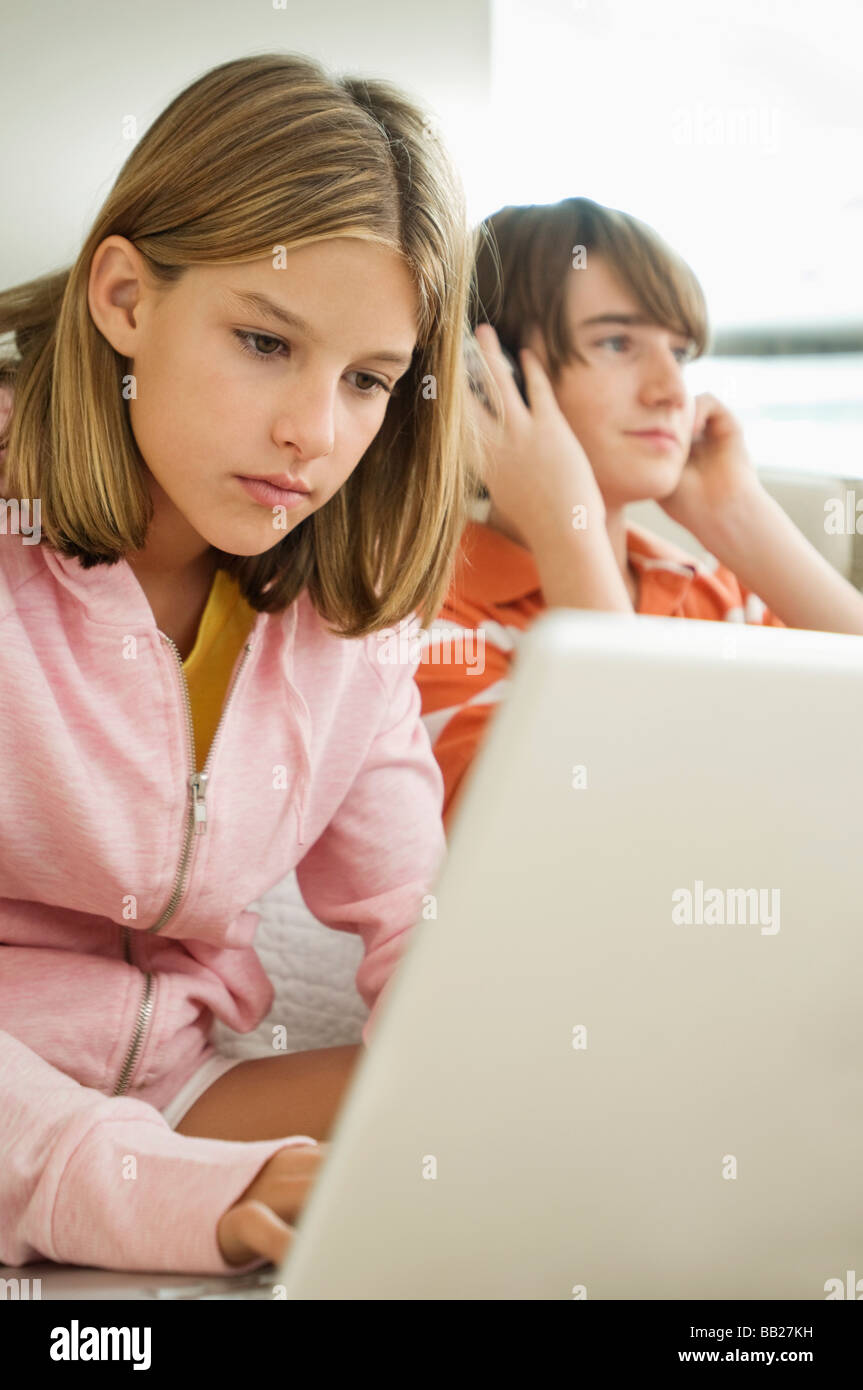 Two boys chatting laptop hi-res stock photography and images - Alamy