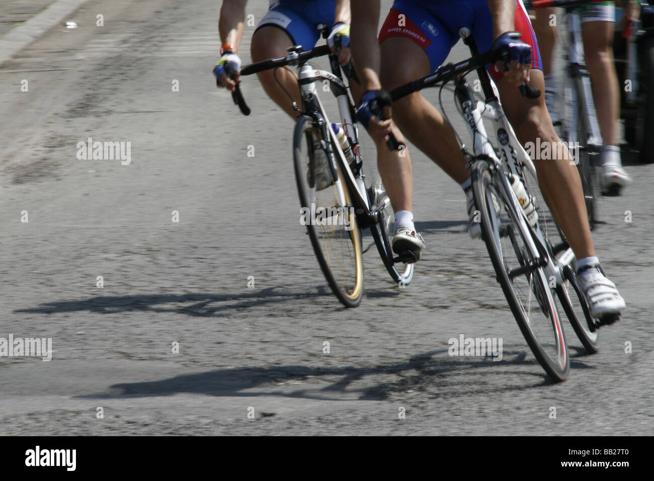 professional bike riders in road street race in city town Stock Photo ...