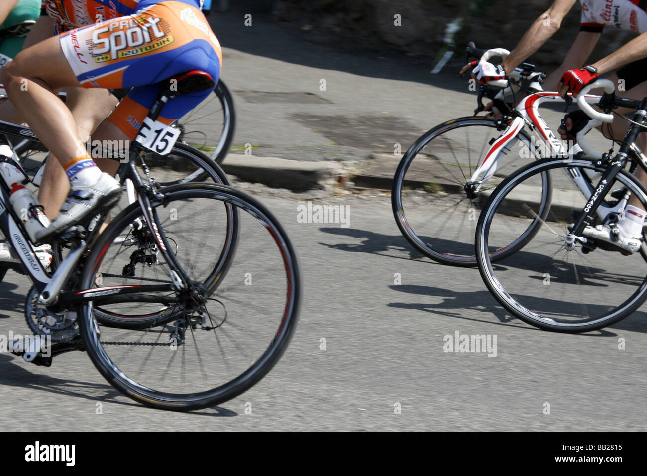 professional bike riders in road street race in city town Stock Photo ...