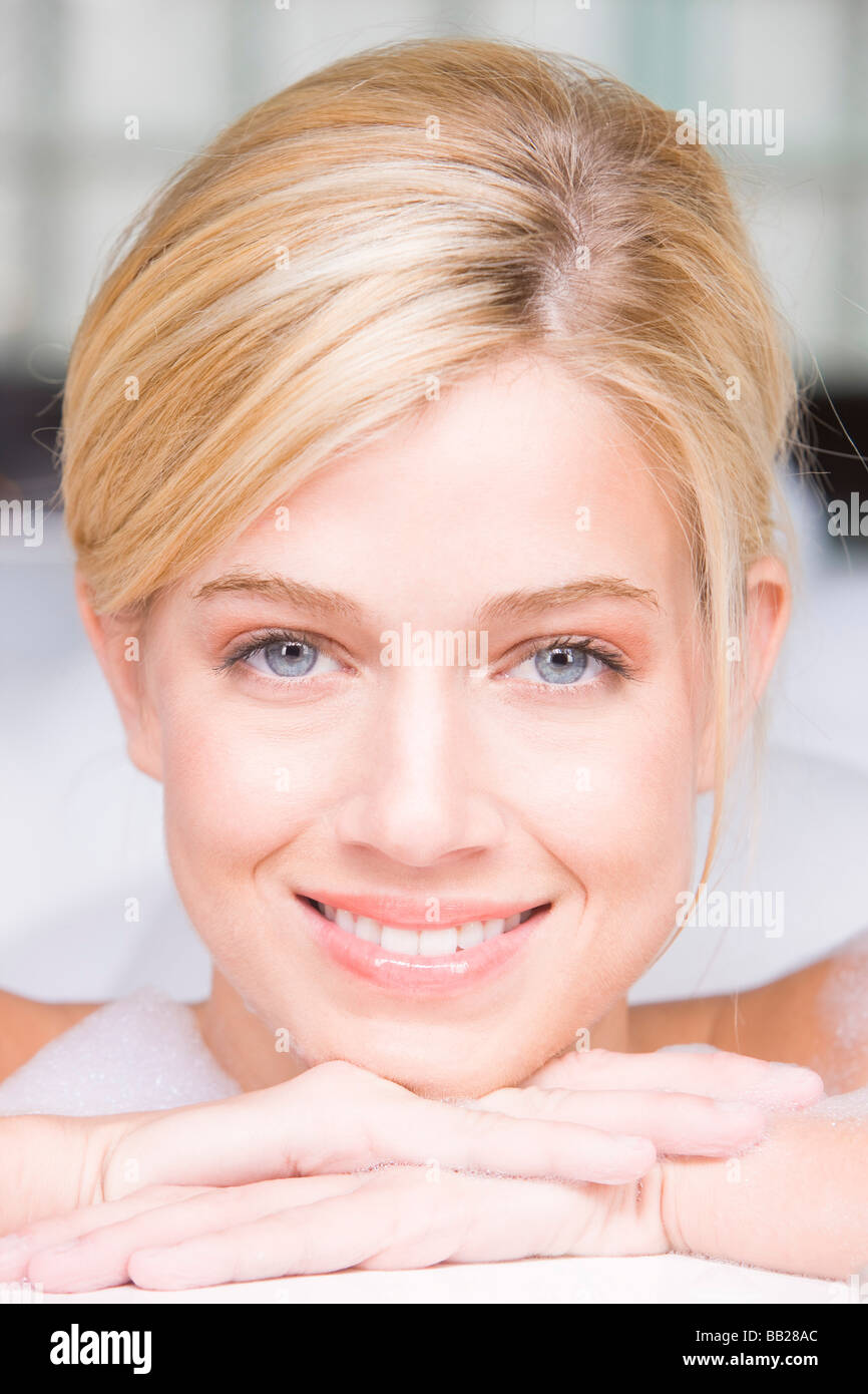 Woman taking a bubble bath hi-res stock photography and images - Alamy