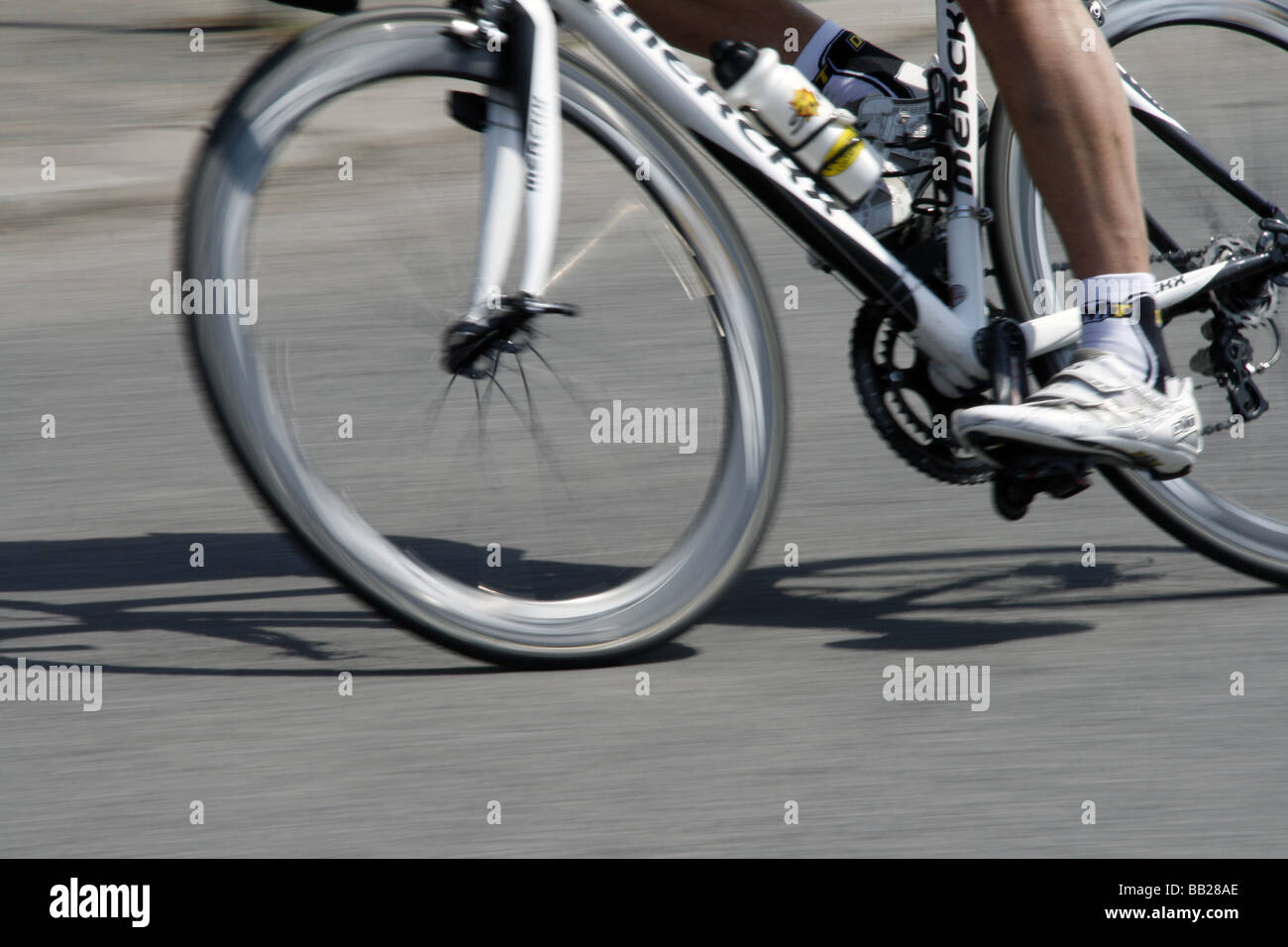 professional bike rider in road street race in city town Stock Photo ...