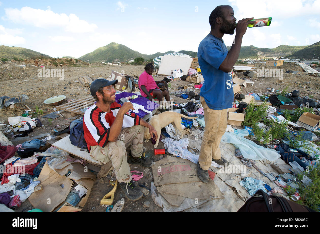 Sint Maarten the great salt pond landfill is used as a garbage dump ...