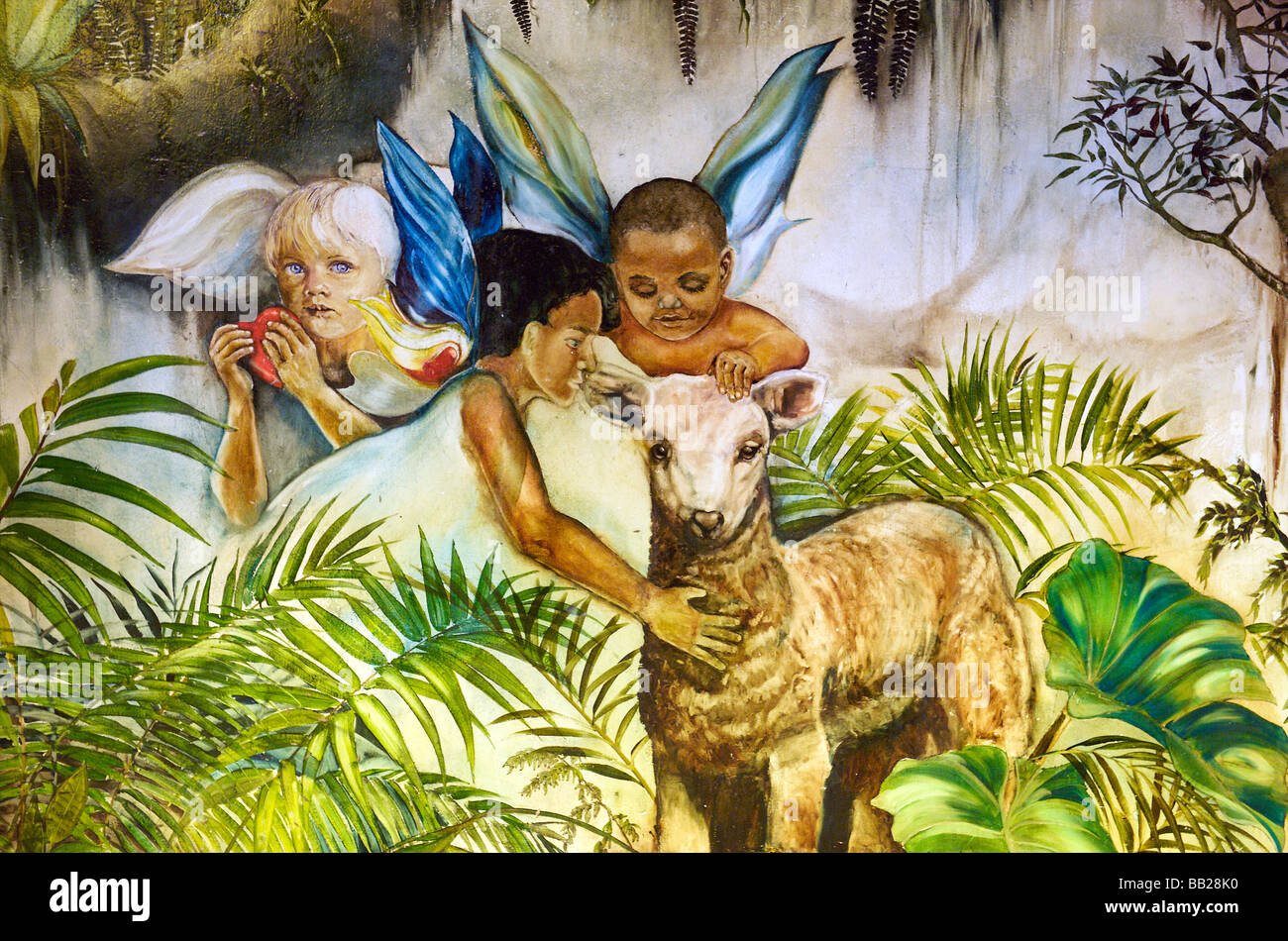 Saba the Bottom painting on ceiling of church Stock Photo - Alamy