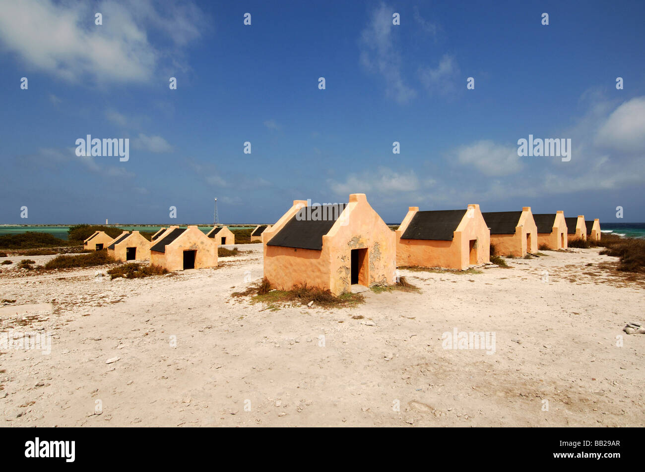 Netherlands Antilles Bonaire slave huts of the salt works Stock Photo ...