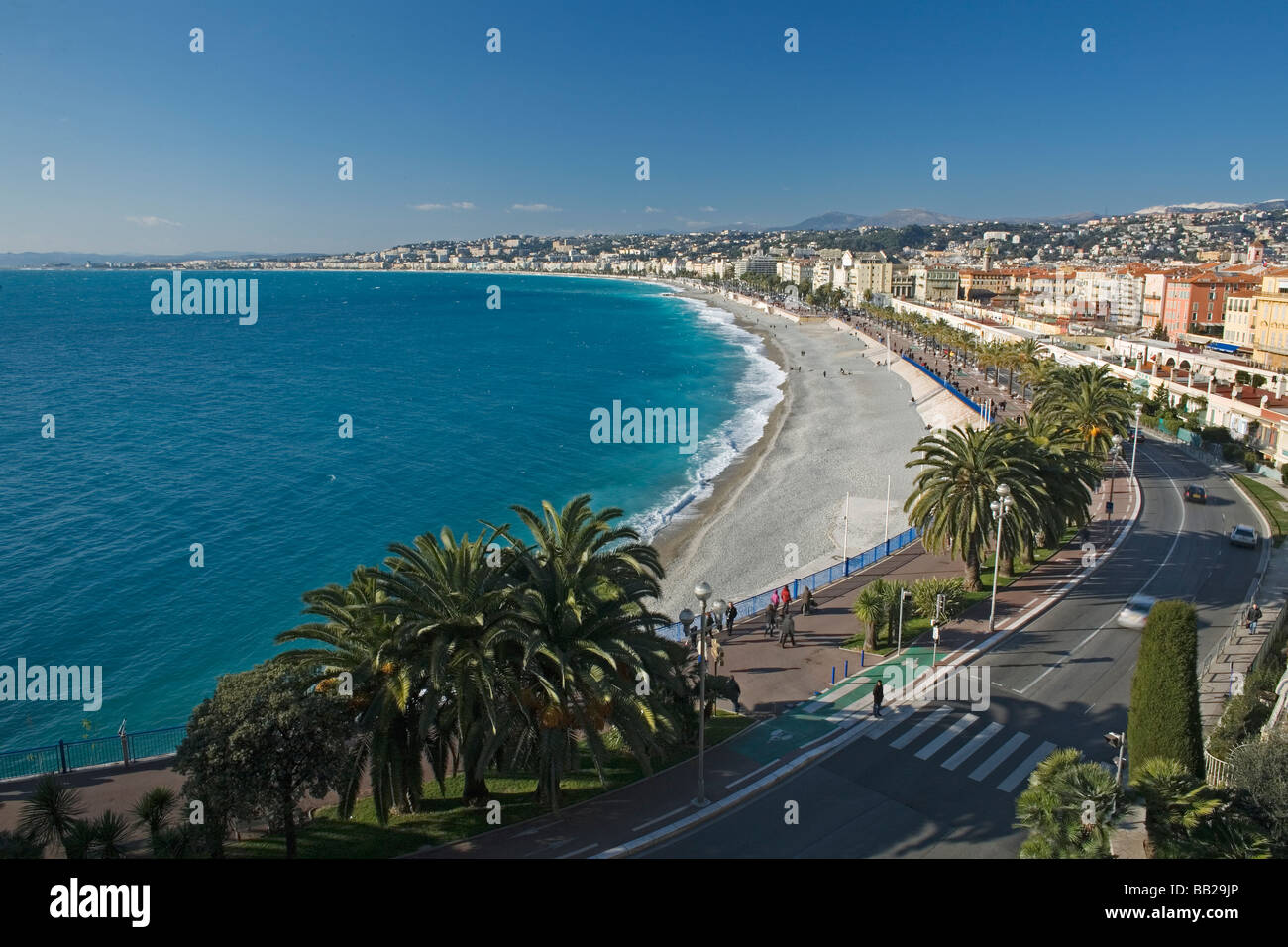 Nice - France - Overview of the sea, beach and road Stock Photo - Alamy