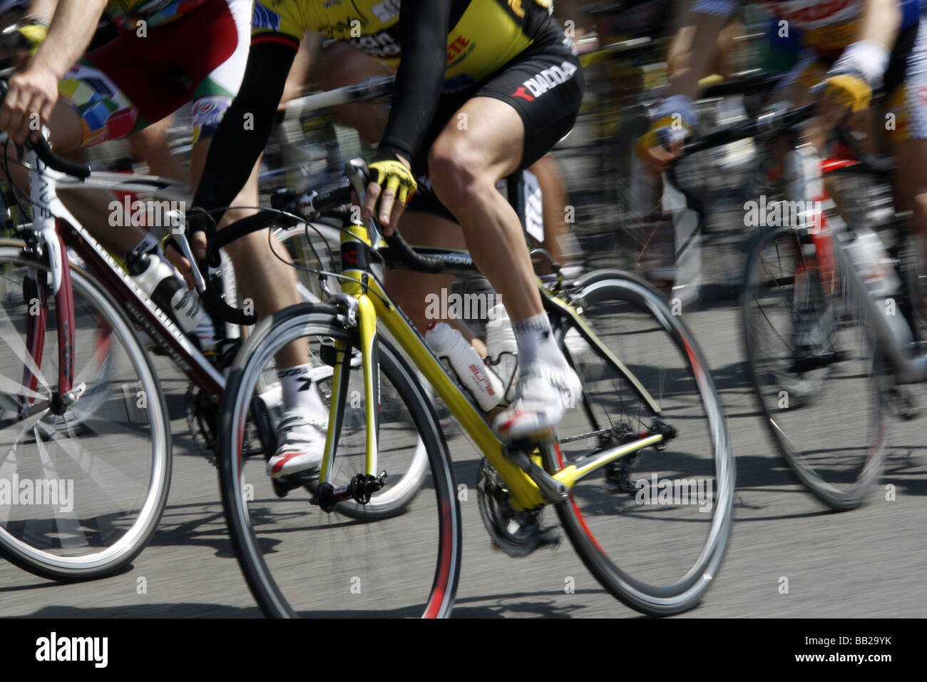 professional bike riders in road street race in city town Stock Photo ...